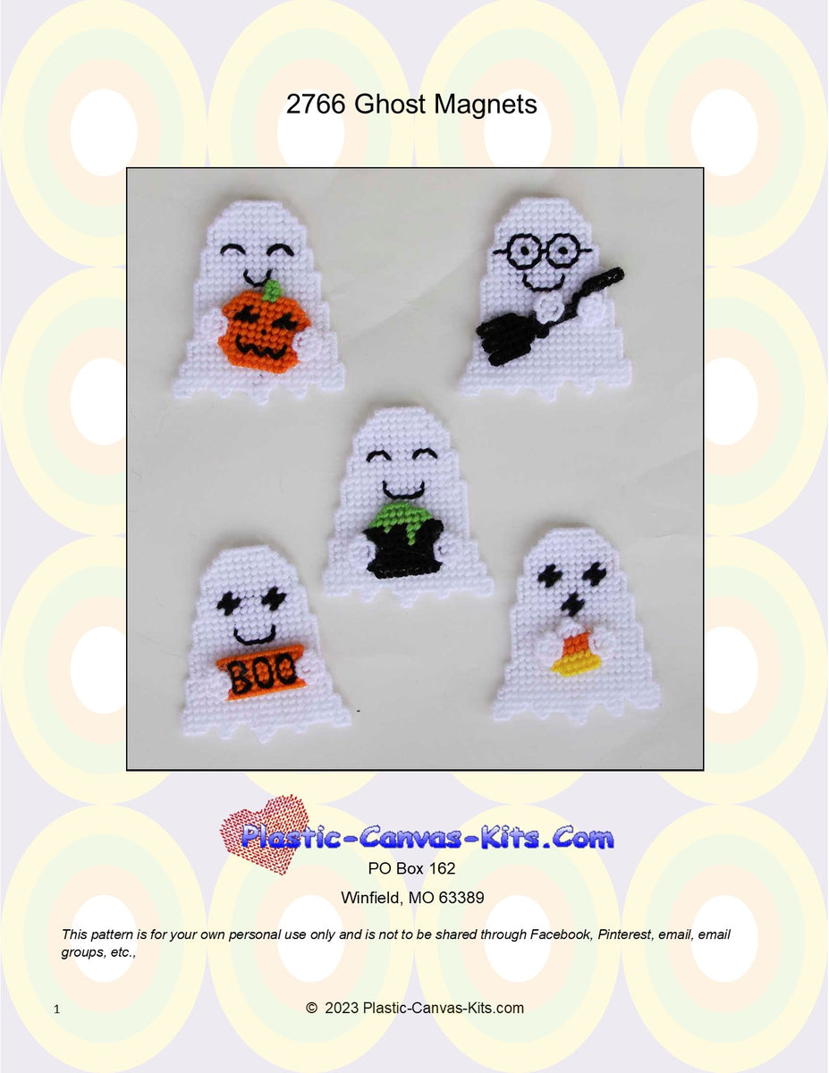 Halloween Ghost Magnets| Plastic-Canvas-Kits.com