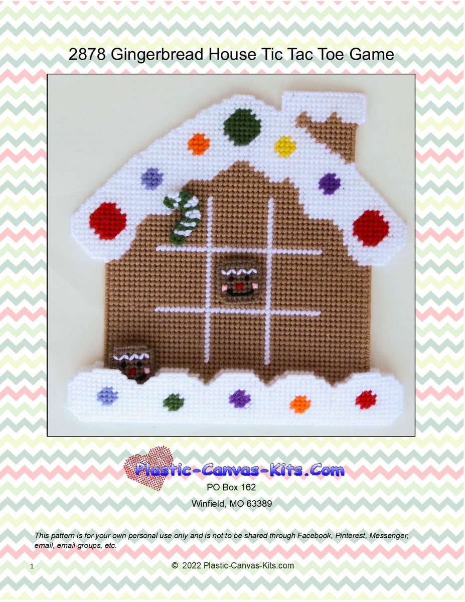 Gingerbread House Tic Tac Toe Board| Plastic-Canvas-Kits.com