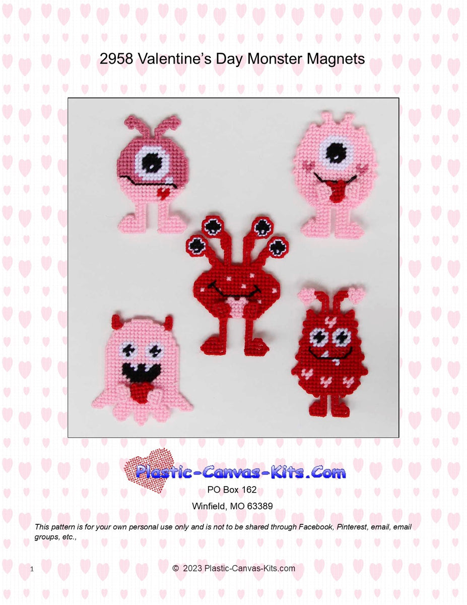 Valentine's Day Monster Magnets| Plastic-Canvas-Kits.com