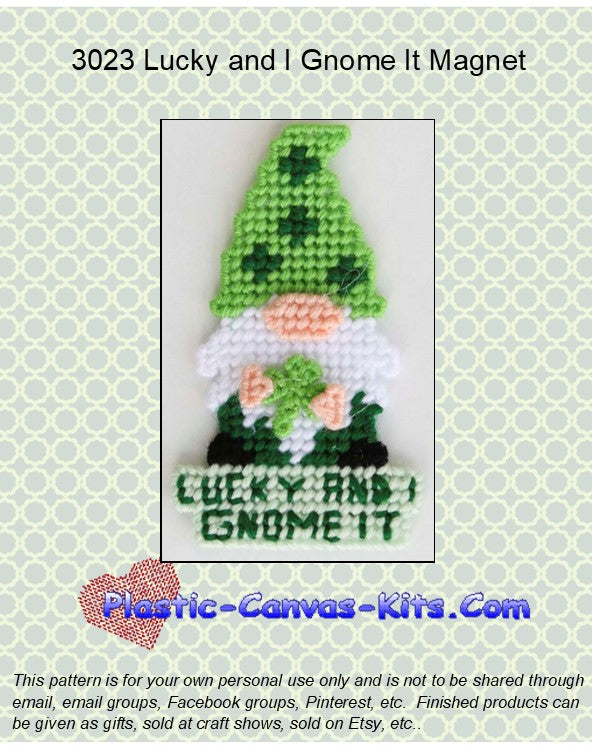 Lucky and I Gnome It Magnet| Plastic-Canvas-Kits.com