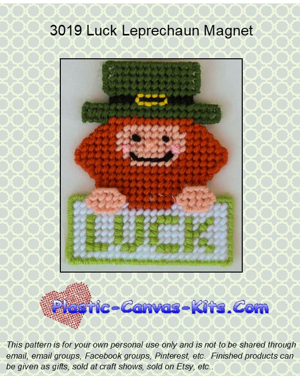 Luck Leprechaun Magnet| Plastic-Canvas-Kits.com
