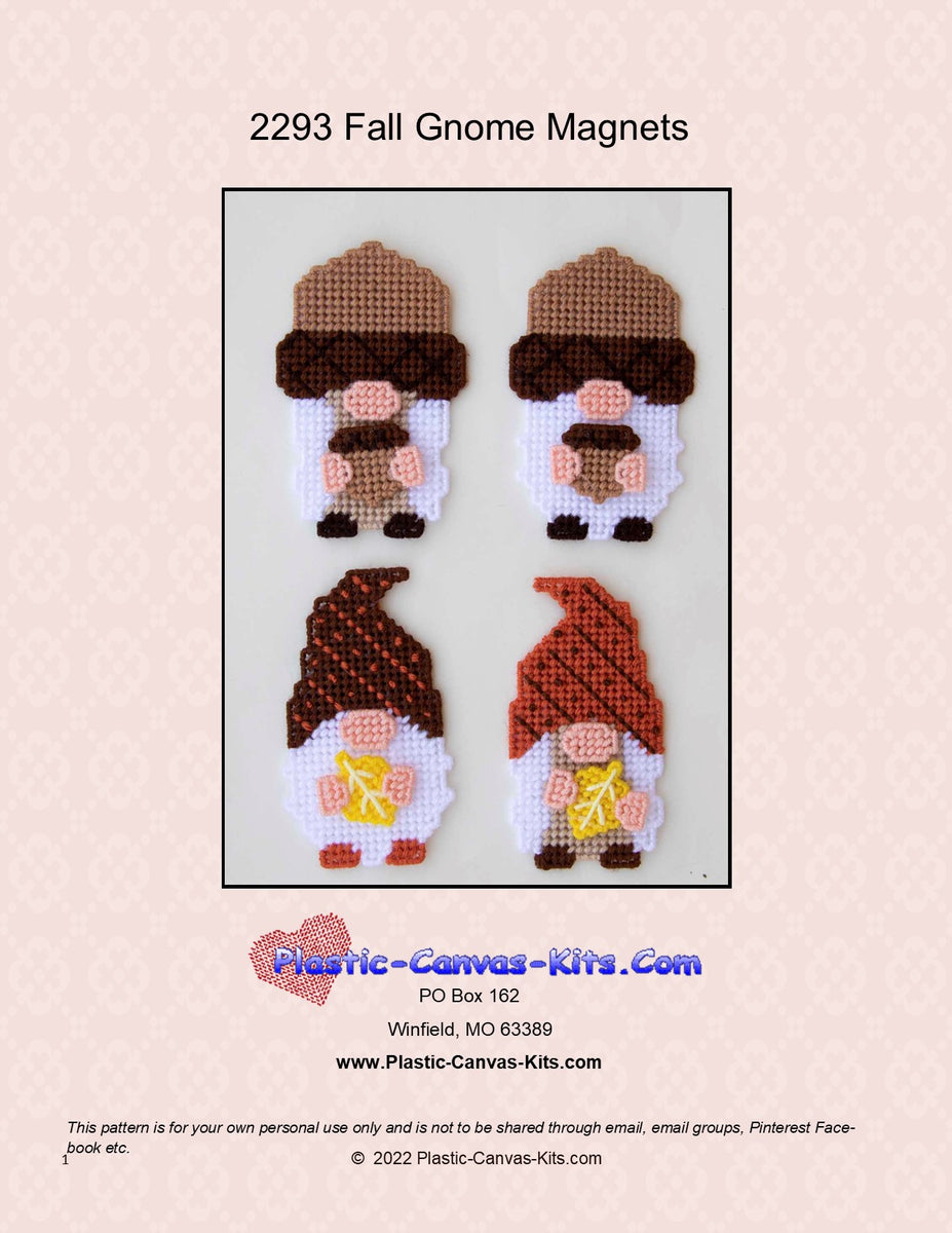 Fall Gnome Magnets| Plastic-Canvas-Kits.com