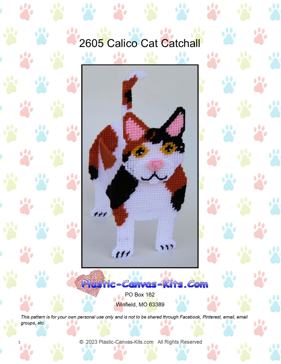 Calico Cat Catchall| Plastic-Canvas-Kits.com