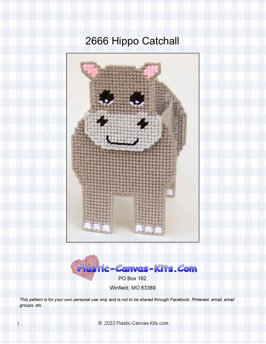 Hippo Catchall| Plastic-Canvas-Kits.com