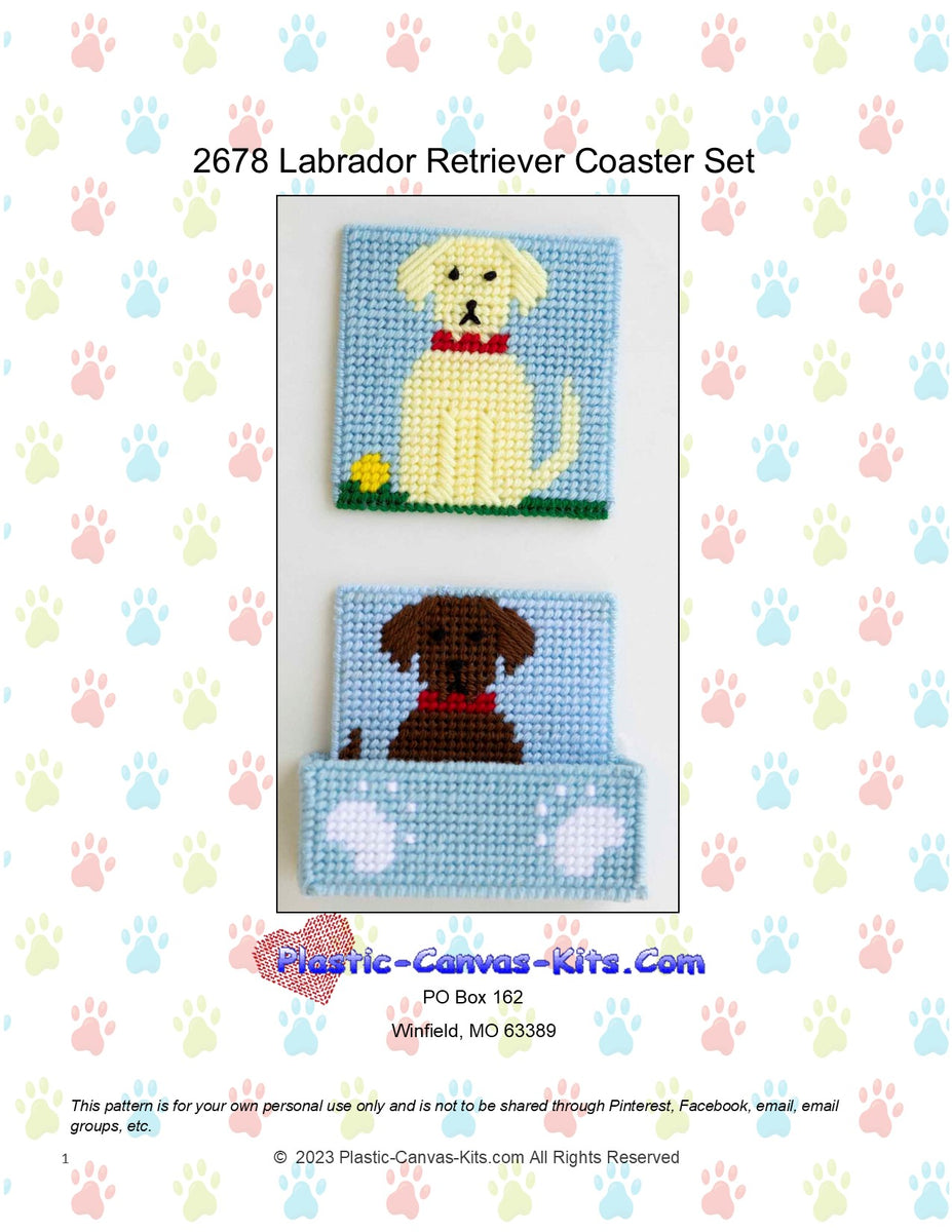 Labrador Retriever Coaster Set| Plastic-Canvas-Kits.com