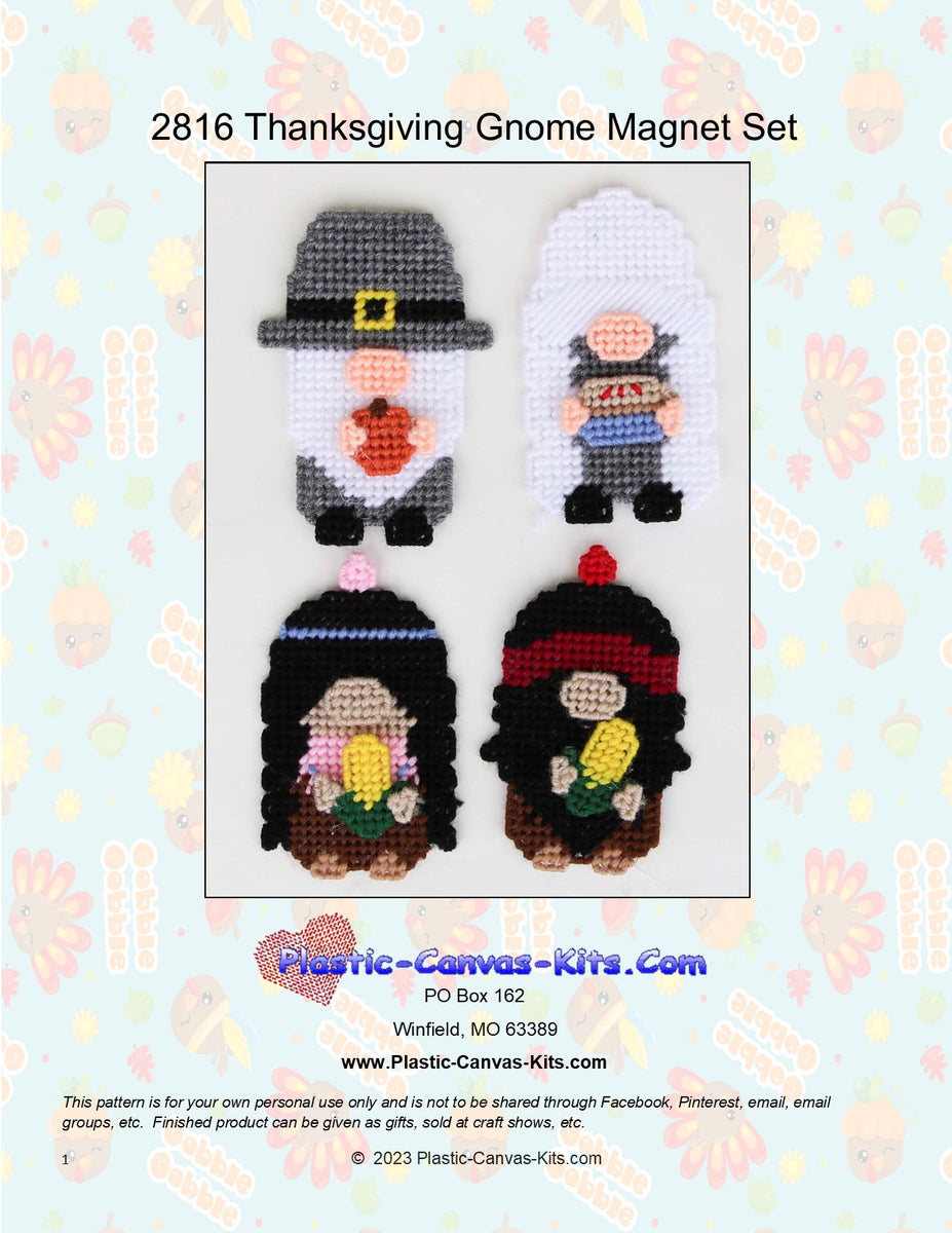 Thanksgiving Gnome Magnets| Plastic-Canvas-Kits.com