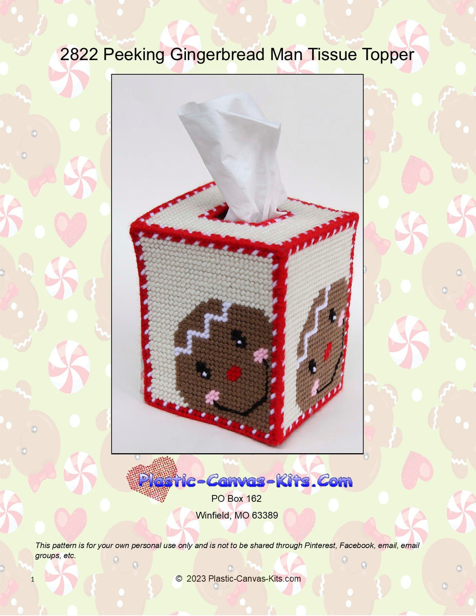 Peeking Gingerbread Man Boutique Tissue Topper| Plastic-Canvas-Kits.com