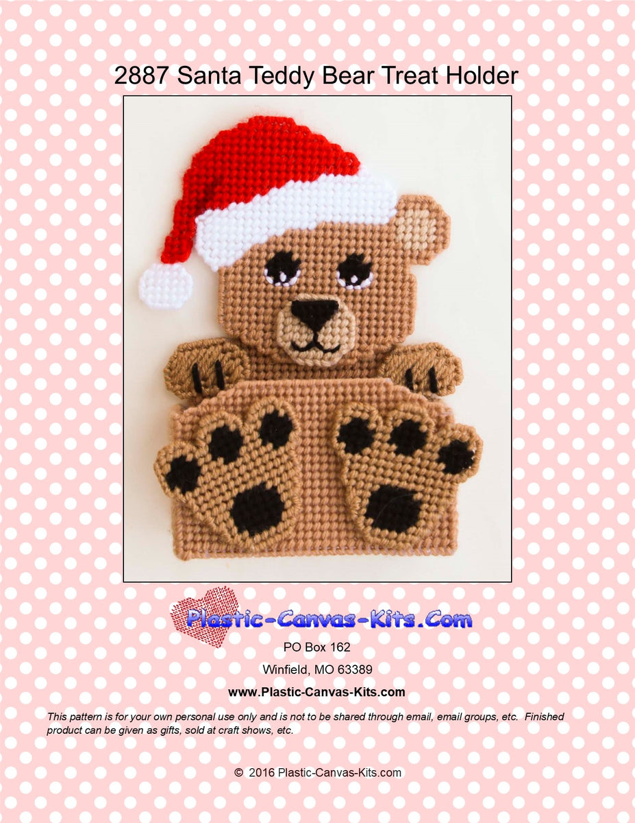 Christmas Teddy Bear Treat Holder| Plastic-Canvas-Kits.com