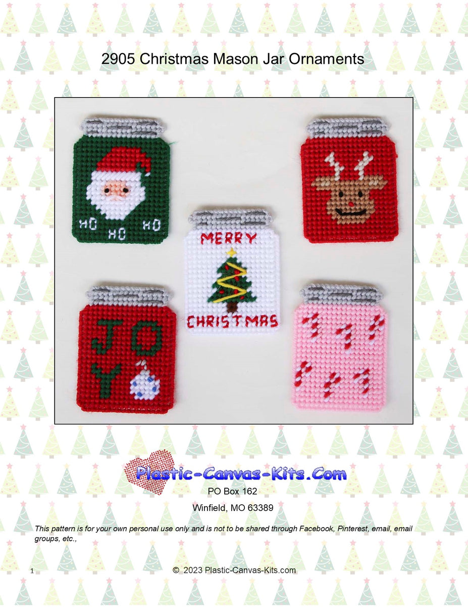 Christmas Mason Jar Ornaments| Plastic-Canvas-Kits.com
