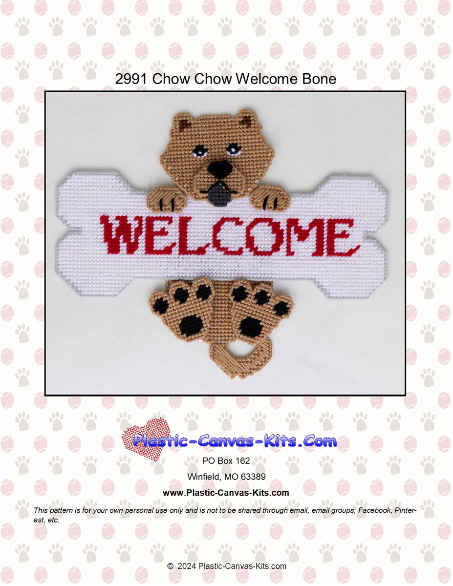 Chow Chow Welcome Bone| Plastic-Canvas-Kits.com
