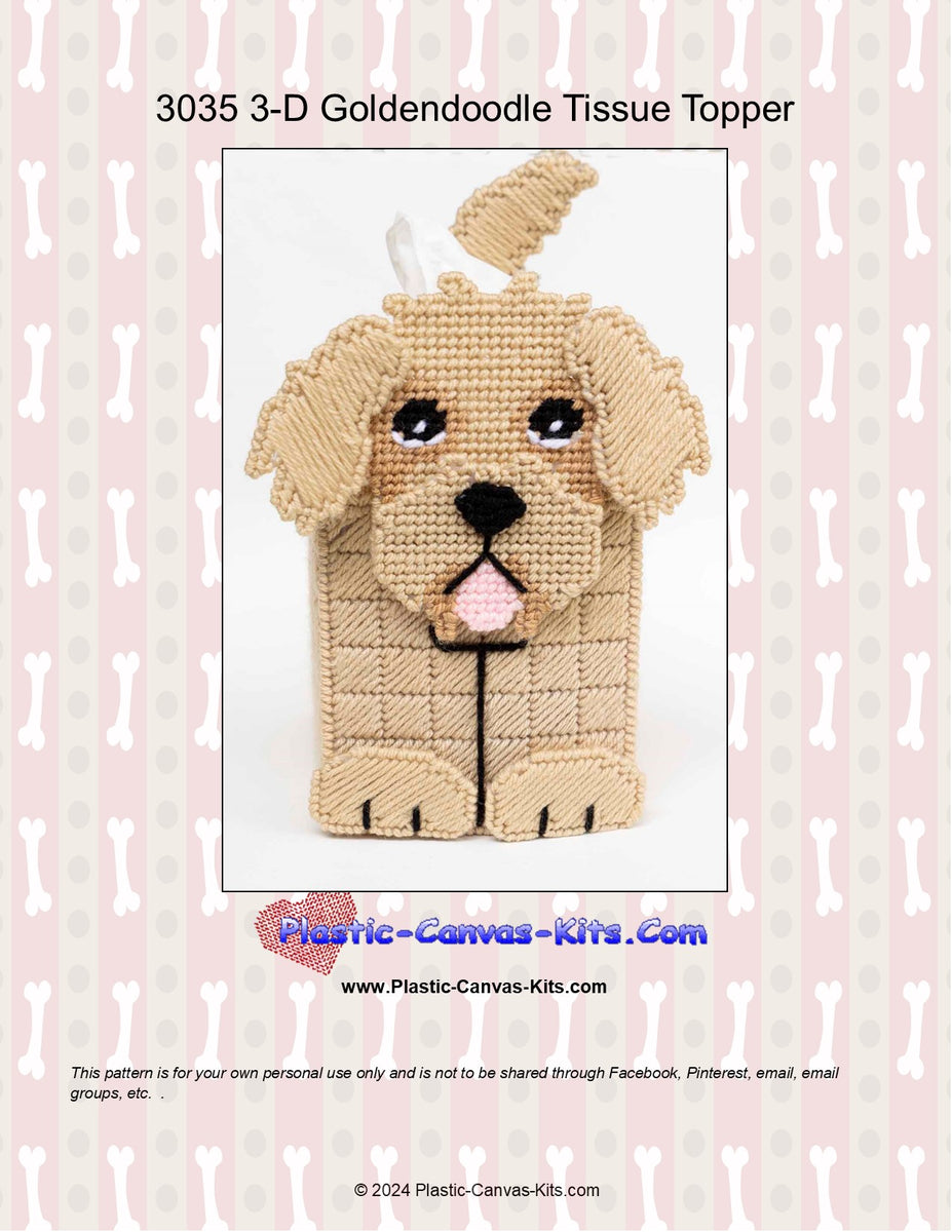 Goldendoodle 3-D Tissue Topper| Plastic-Canvas-Kits.com
