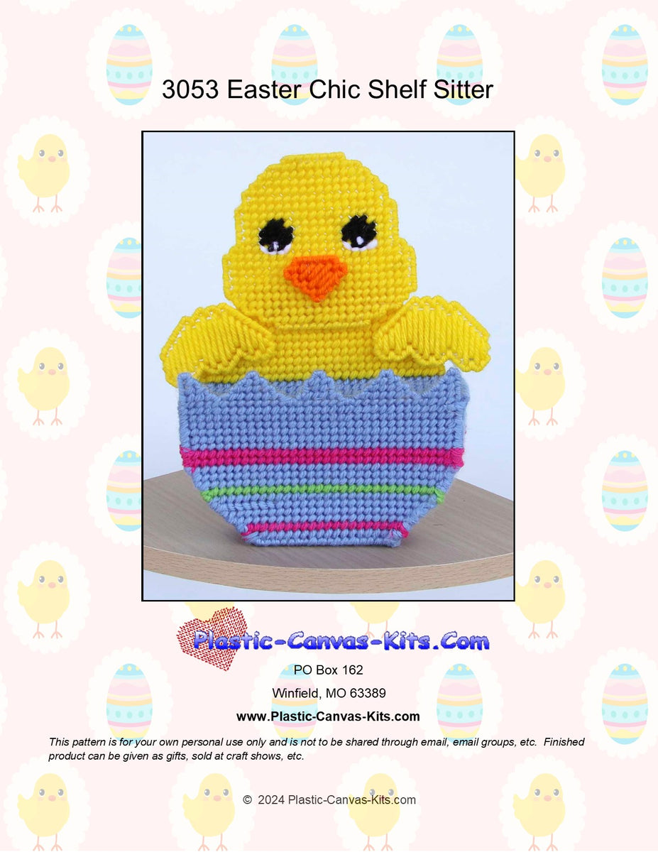 Easter Chick Shelf Sitter| Plastic-Canvas-Kits.com