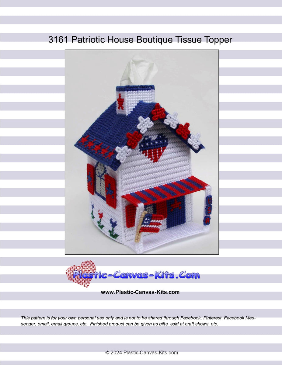 Patriotic House Boutique Tissue Topper| Plastic-Canvas-Kits.com