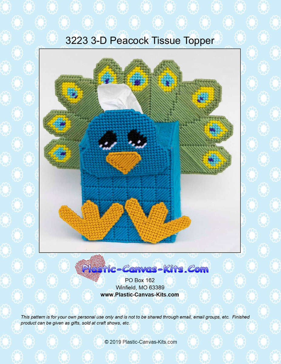 Plastic Canvas-Peacock Tissue Topper| Plastic-Canvas-Kits.com