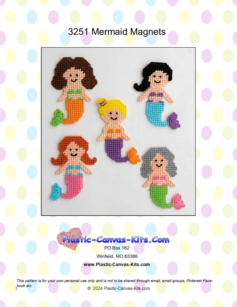 Mermaid Magnets| Plastic-Canvas-Kits.com
