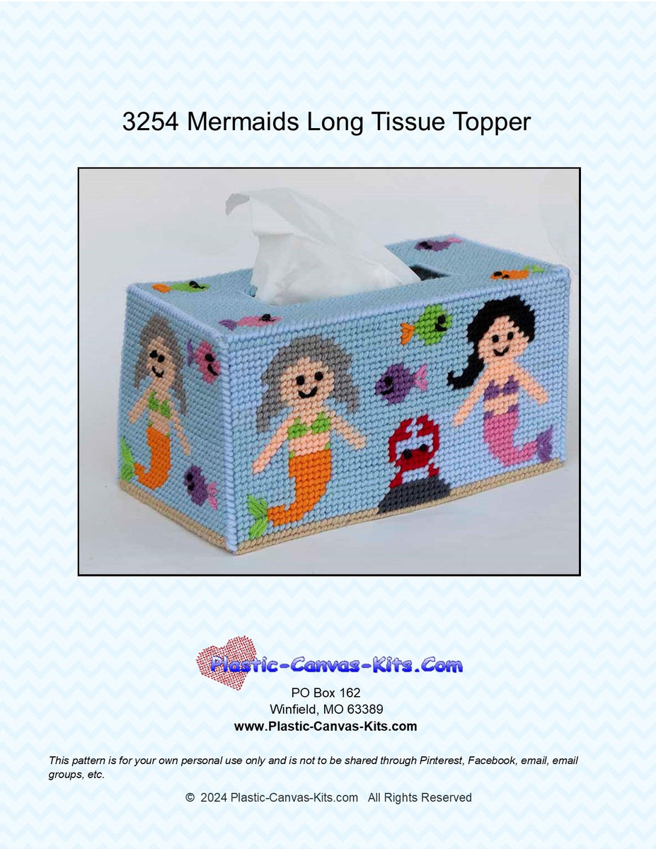 Mermaids Long Tissue Topper| Plastic-Canvas-Kits.com