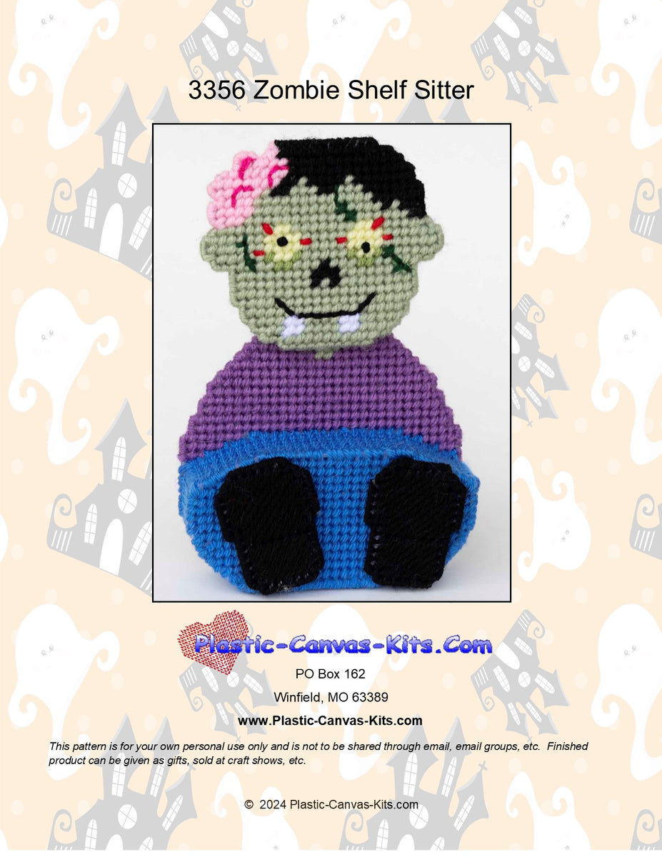 Zombie Shelf Sitter| Plastic-Canvas-Kits.com