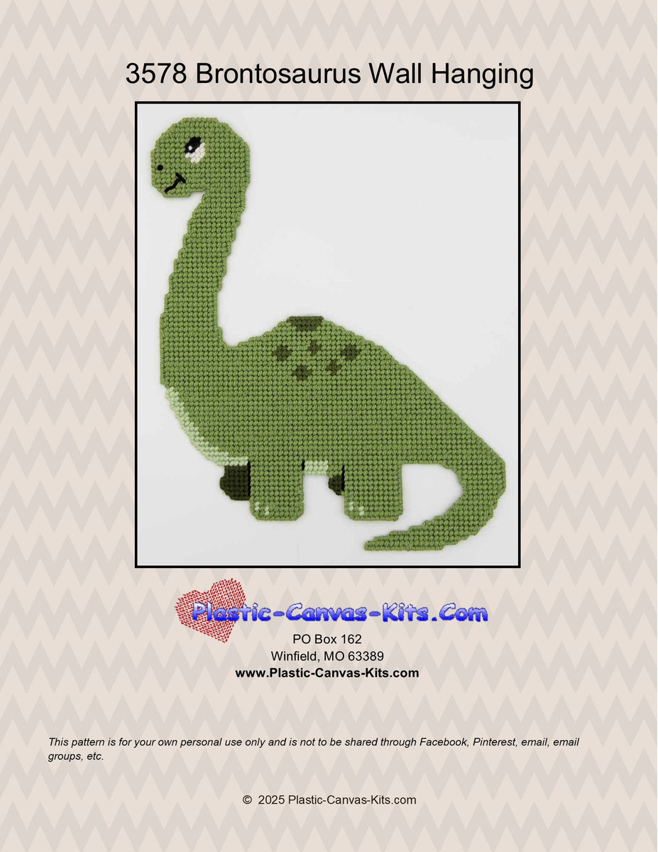 Brontosaurus Wall Hanging| Plastic-Canvas-Kits.com