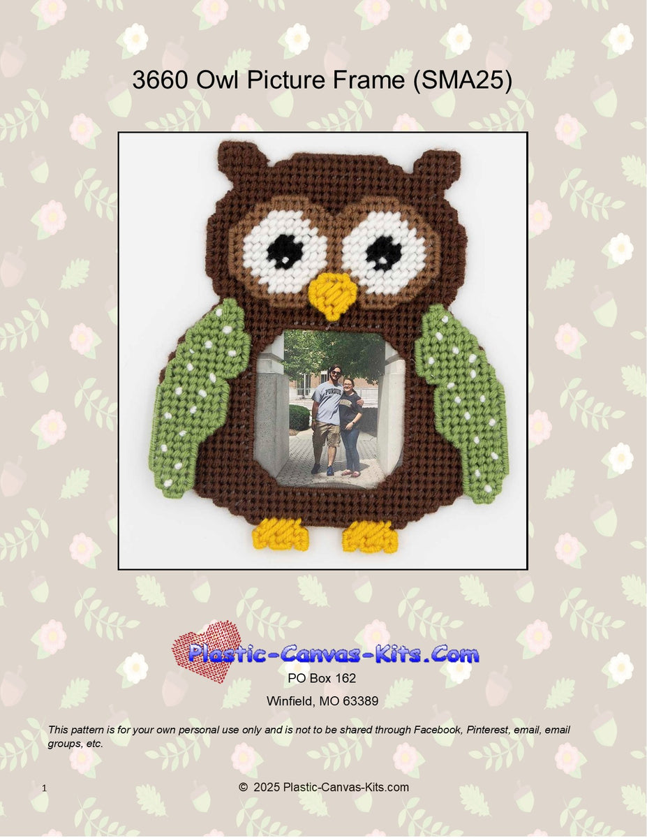 Owl Picture Frame| Plastic-Canvas-Kits.com