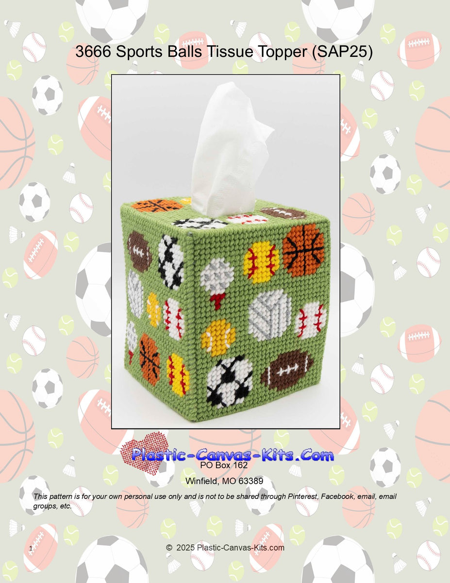 Plastic Canvas-Baseball Tissue Topper| Plastic-Canvas-Kits.com