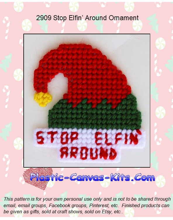 Stop Elfin' Around Ornament| Plastic-Canvas-Kits.com