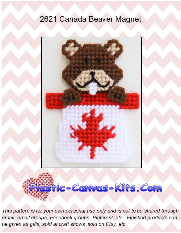 Canada Beaver Magnet| Plastic-Canvas-Kits.com