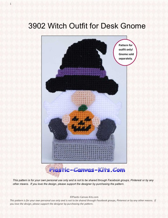 Witch Outfit for Desk Gnome| Plastic-Canvas-Kits.com