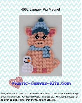 January Pig Magnet| Plastic-Canvas-Kits.com