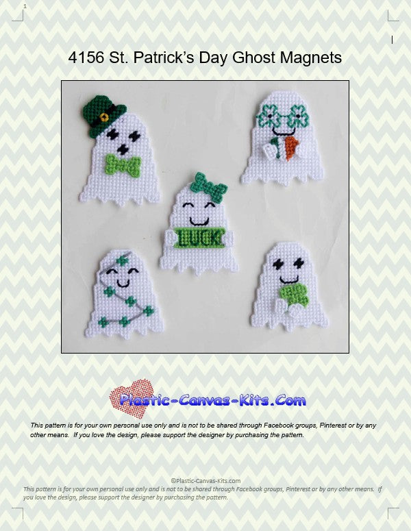 St. Patrick's Day Ghost Magnets| Plastic-Canvas-Kits.com