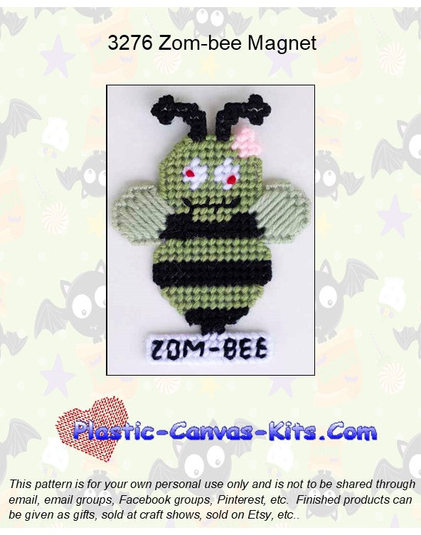 Zom-bee Magnet| Plastic-Canvas-Kits.com