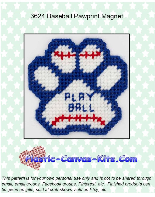 Baseball Pawprint Magnet| Plastic-Canvas-Kits.com