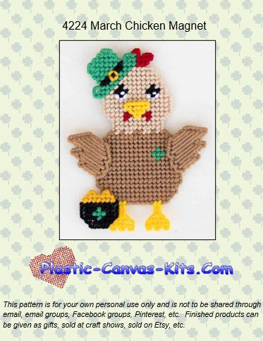 March Chicken Magnet| Plastic-Canvas-Kits.com