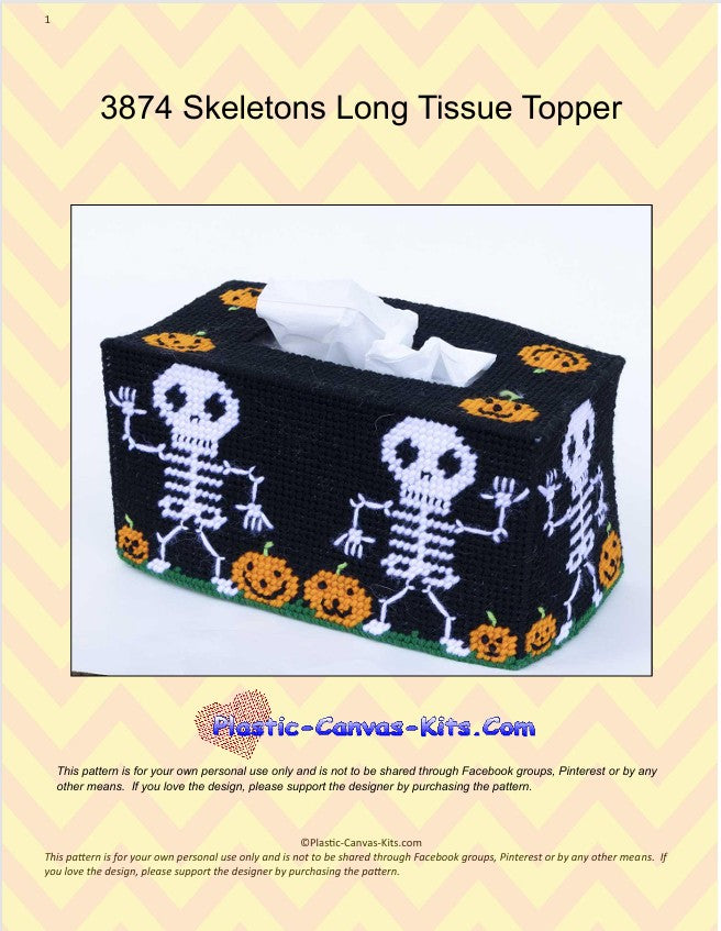 Skeletons Long Tissue Topper| Plastic-Canvas-Kits.com
