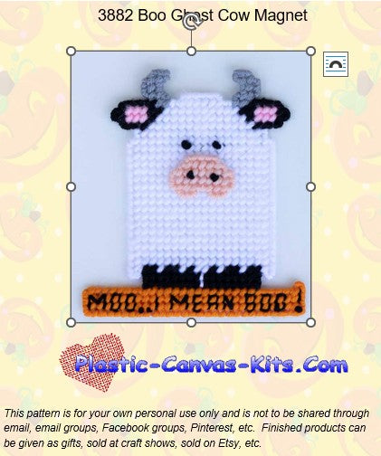Boo Ghost Cow Magnet| Plastic-Canvas-Kits.com