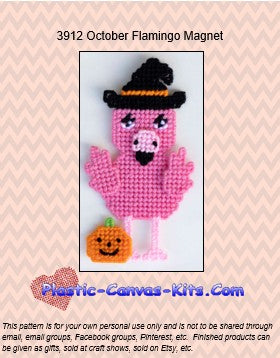 October Flamingo Magnet| Plastic-Canvas-Kits.com