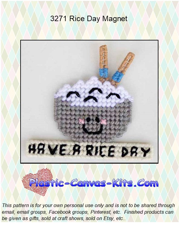 Rice Day Magnet| Plastic-Canvas-Kits.com