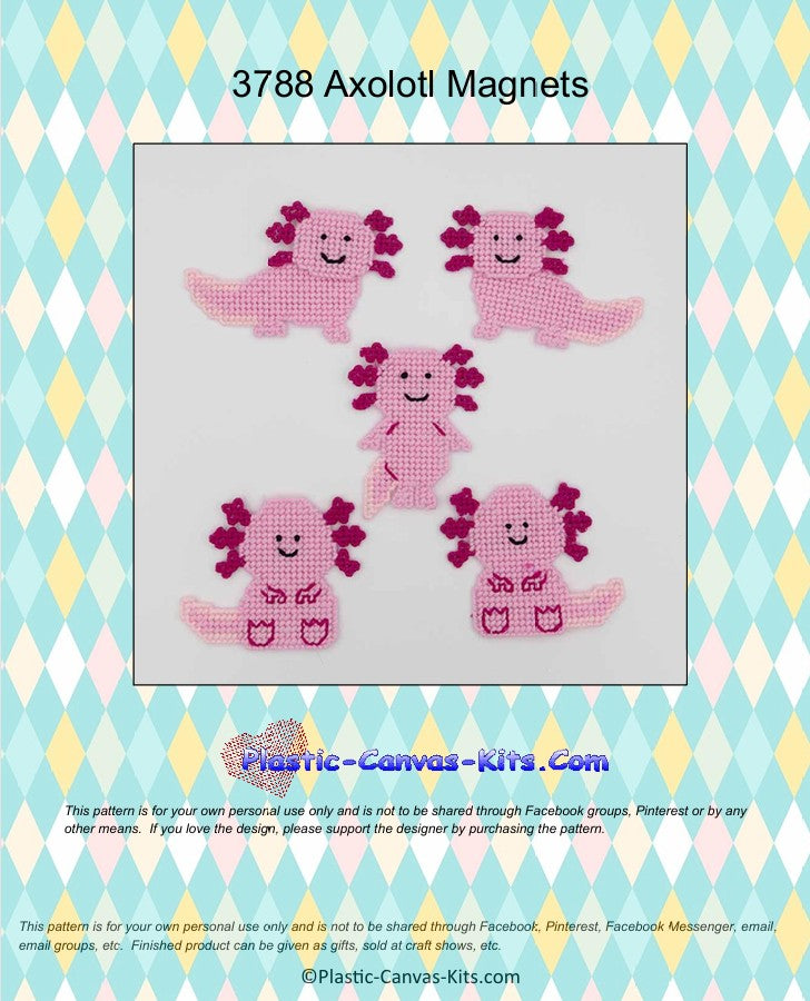 Axolotl Magnets| Plastic-Canvas-Kits.com