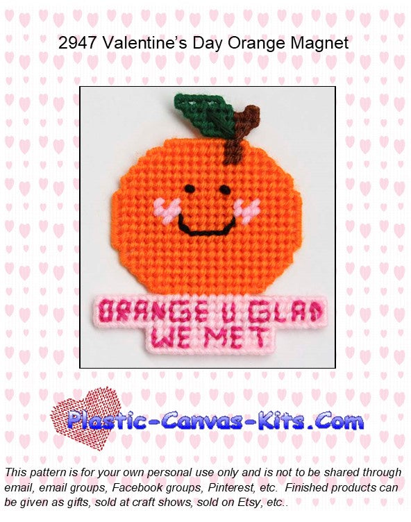 Valentine's Day Orange Magnet| Plastic-Canvas-Kits.com