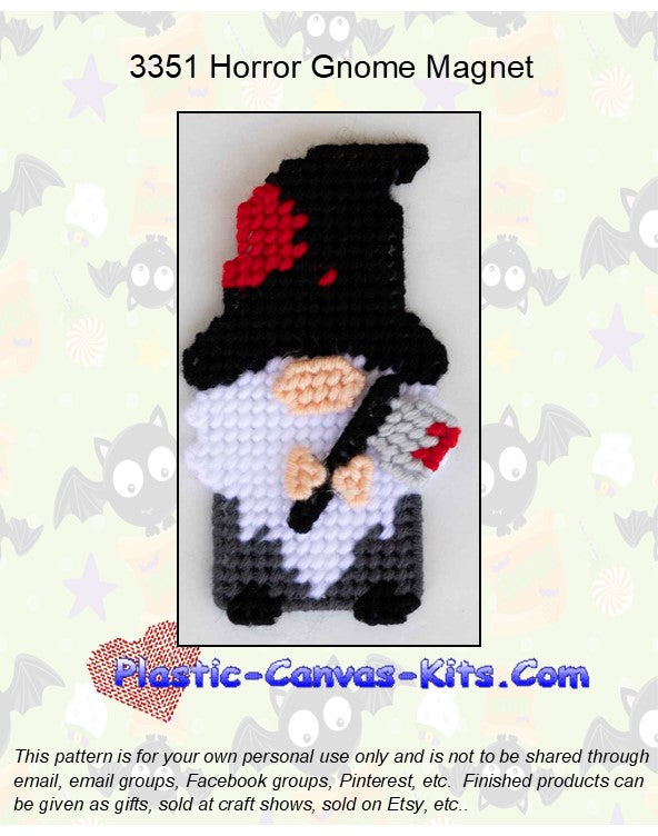 Horror Gnome Magnet| Plastic-Canvas-Kits.com