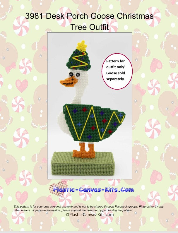 Christmas Tree Outfit for Desk Porch Goose| Plastic-Canvas-Kits.com