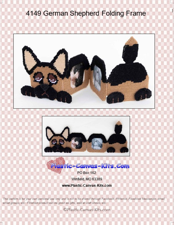 German Shepherd Folding Picture Frame| Plastic-Canvas-Kits.com