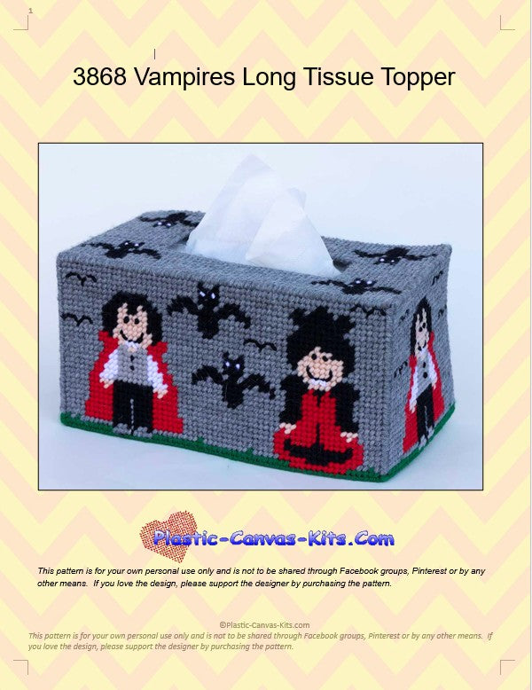 Vampires Long Tissue Topper| Plastic-Canvas-Kits.com