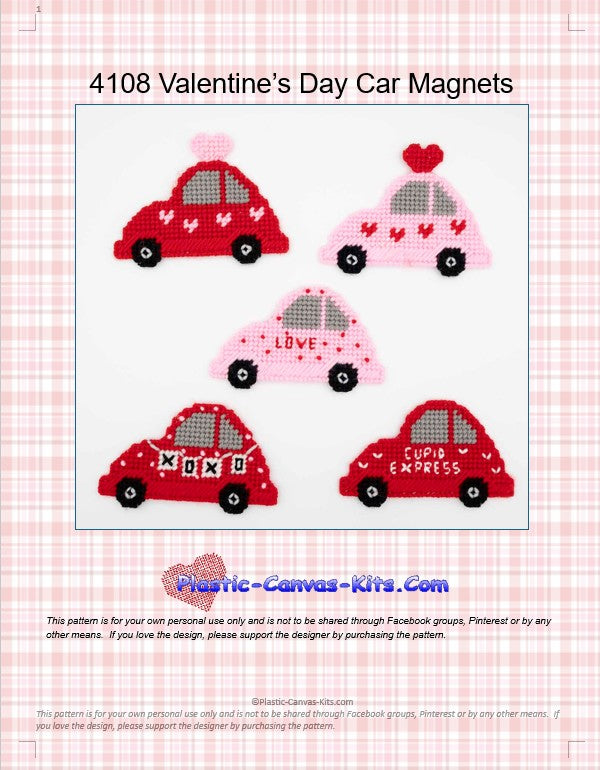 Valentine's Day Car Magnets| Plastic-Canvas-Kits.com