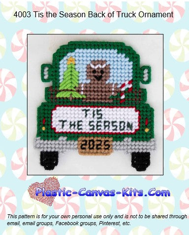 Tis the Season Truck Back Ornament| Plastic-Canvas-Kits.com