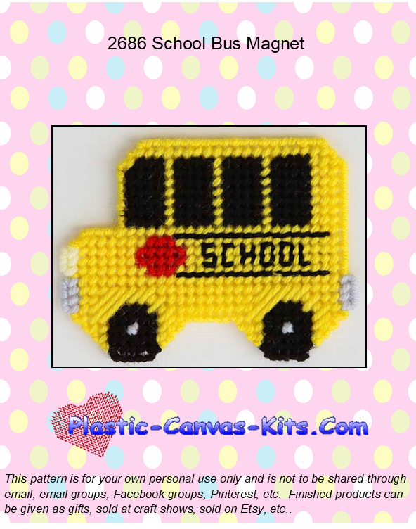 School Bus Magnet| Plastic-Canvas-Kits.com