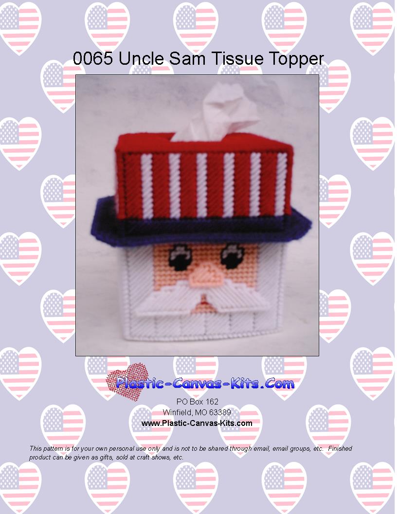Plastic Canvas-Uncle Sam Tissue Topper| Plastic-Canvas-Kits.com