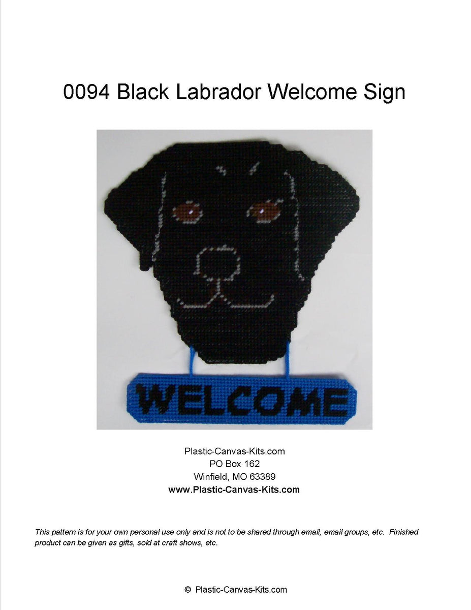 Plastic Canvas-Black Labrador Retriever Welcome Sign| Plastic-Canvas ...