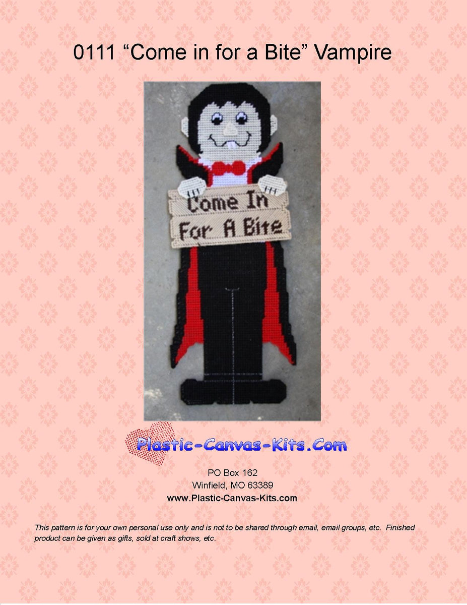 Plastic Canvas- "Come in for a Bite" Vampire| Plastic-Canvas-Kits.com
