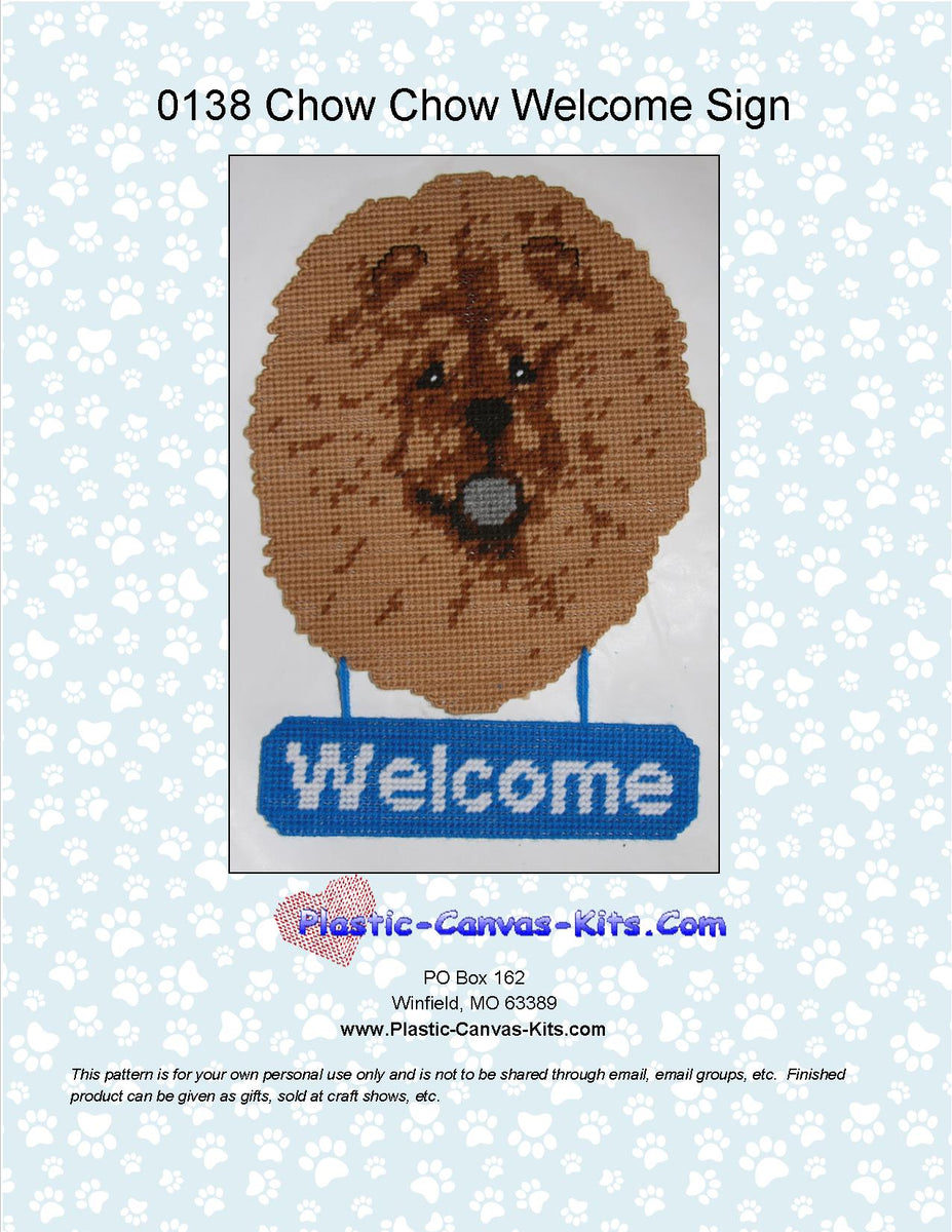 Plastic Canvas- Chow Chow Welcome Sign| Plastic-Canvas-Kits.com