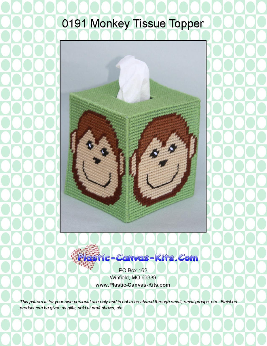 Plastic Canvas-Monkey Tissue Topper| Plastic-Canvas-Kits.com